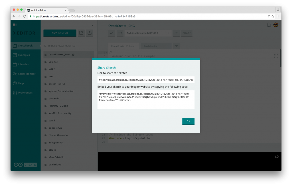 Share your sketches on the Arduino Web Editor | Arduino Blog