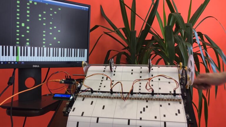 Arduino barrel piano plays encoded sheet music | Arduino Blog