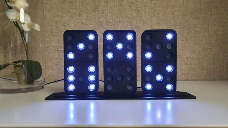 This DIY domino clock tells the time using three LED-lit tiles | Arduino Blog