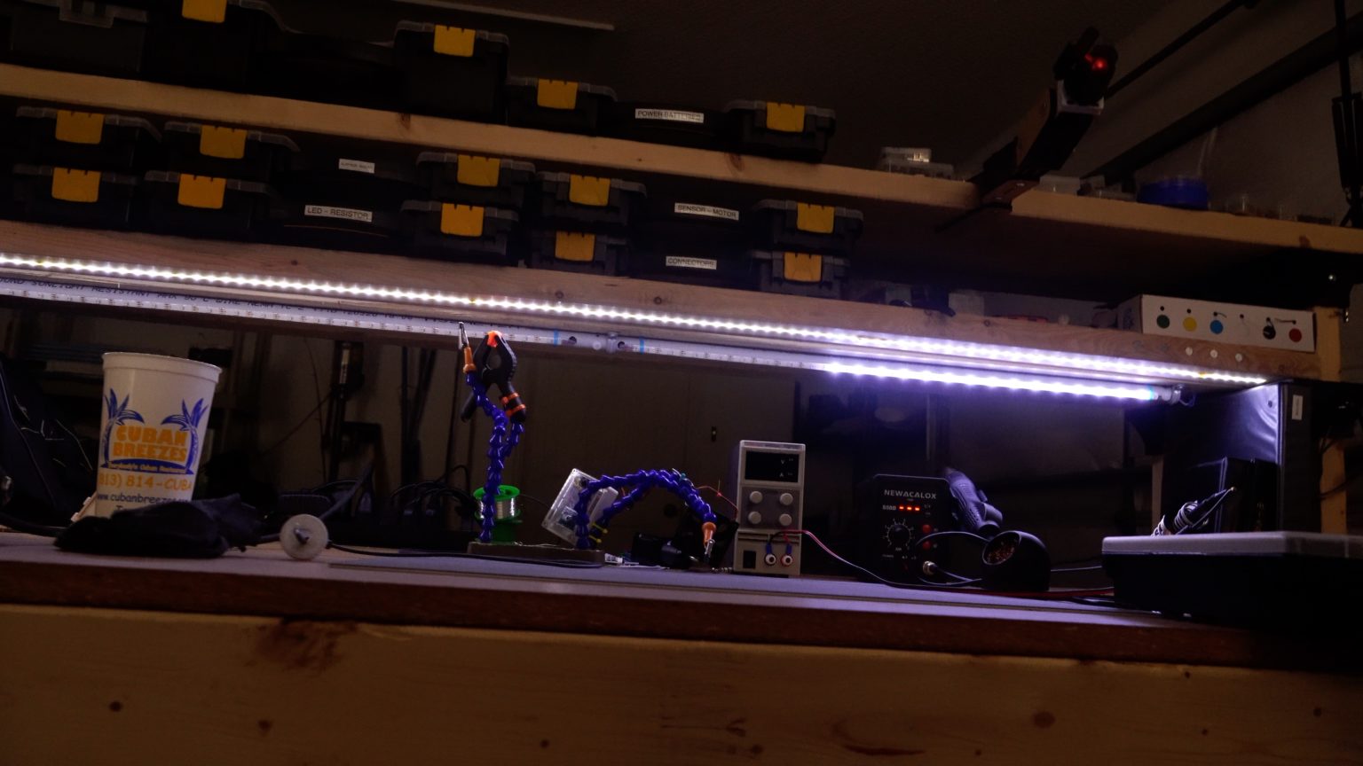 PIR sensors automatically light up workbench zones | Arduino Blog