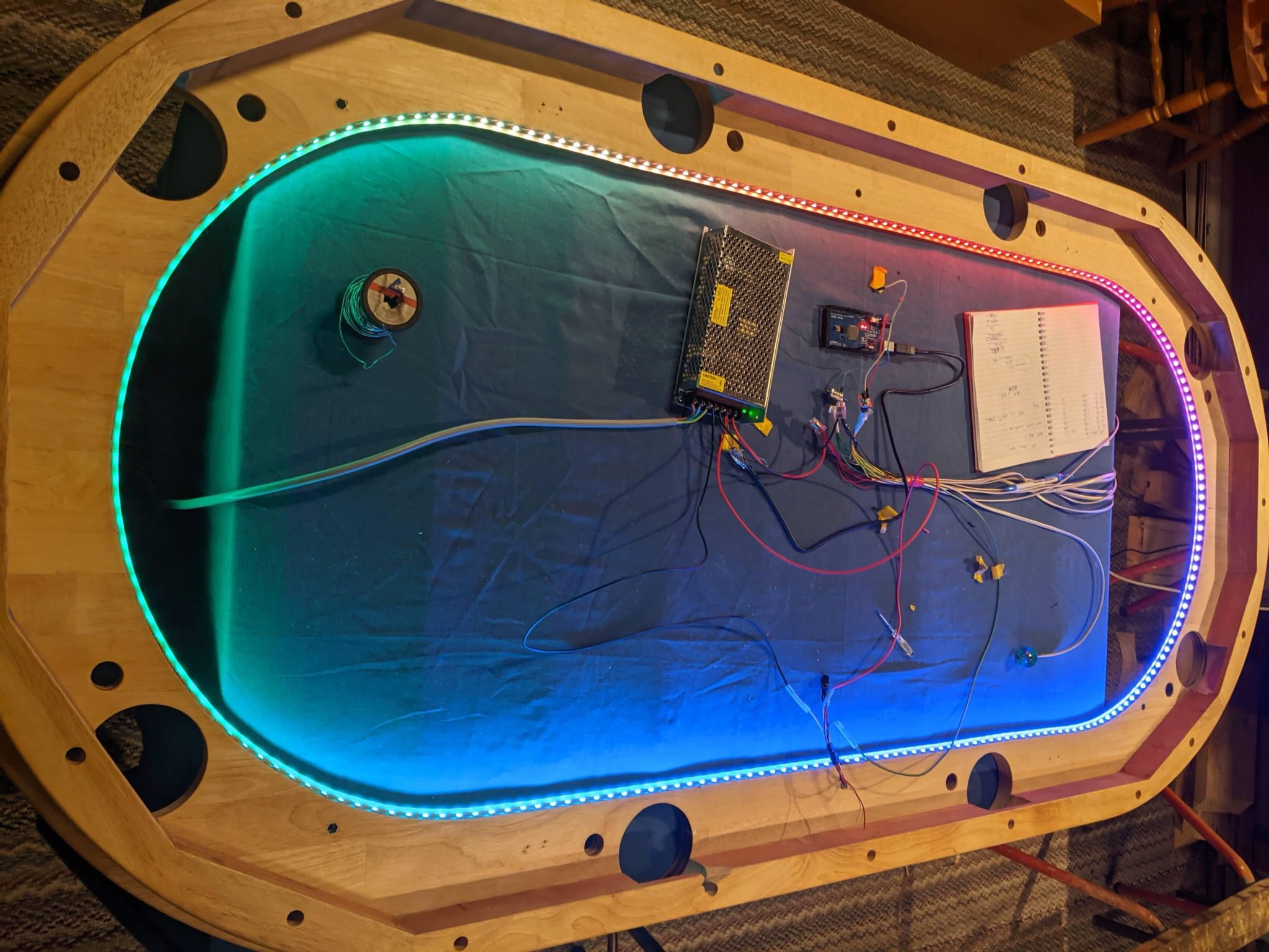 Old dining table converted into the ultimate poker table using Arduino and LEDs | Arduino Blog