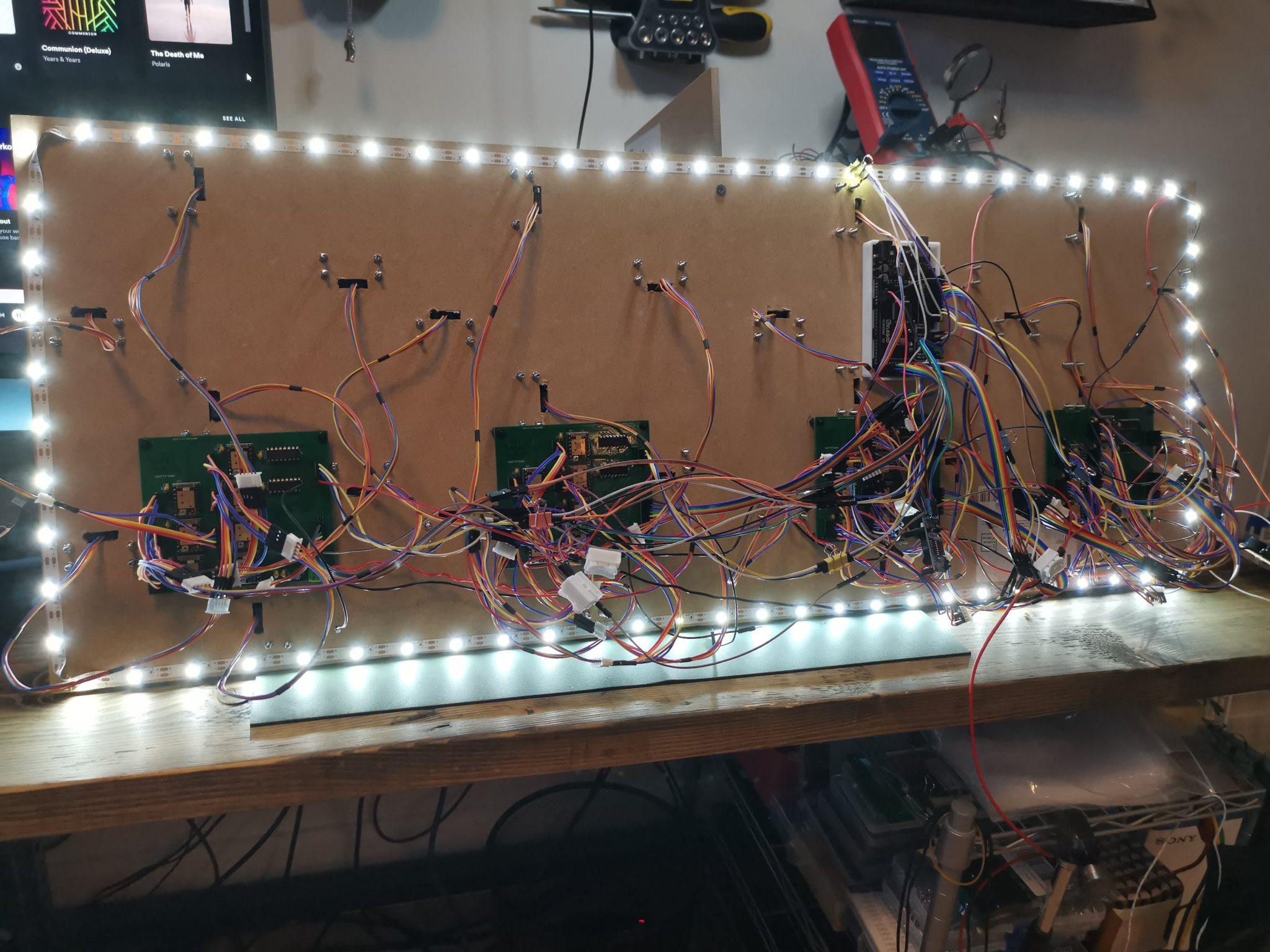 Electromechanical four-digit seven-segment clock displays the time ...