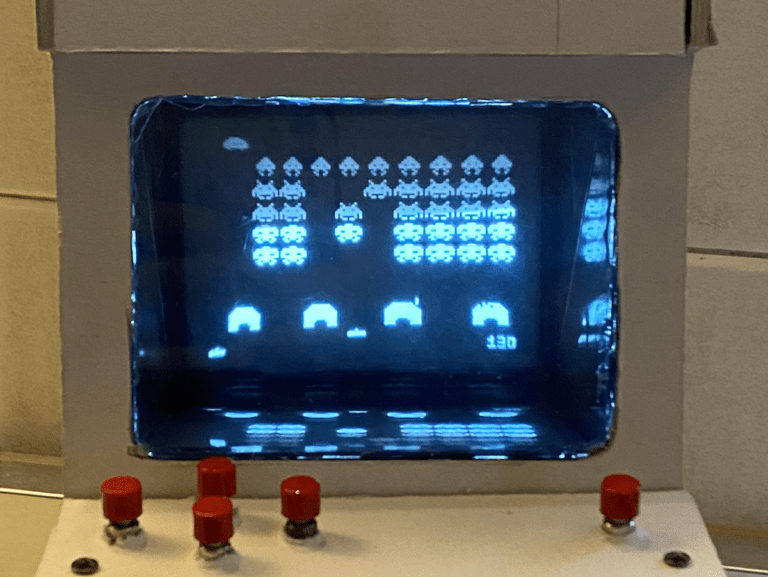 This small Space Invaders game runs on an Arduino Nano with a salvaged ...