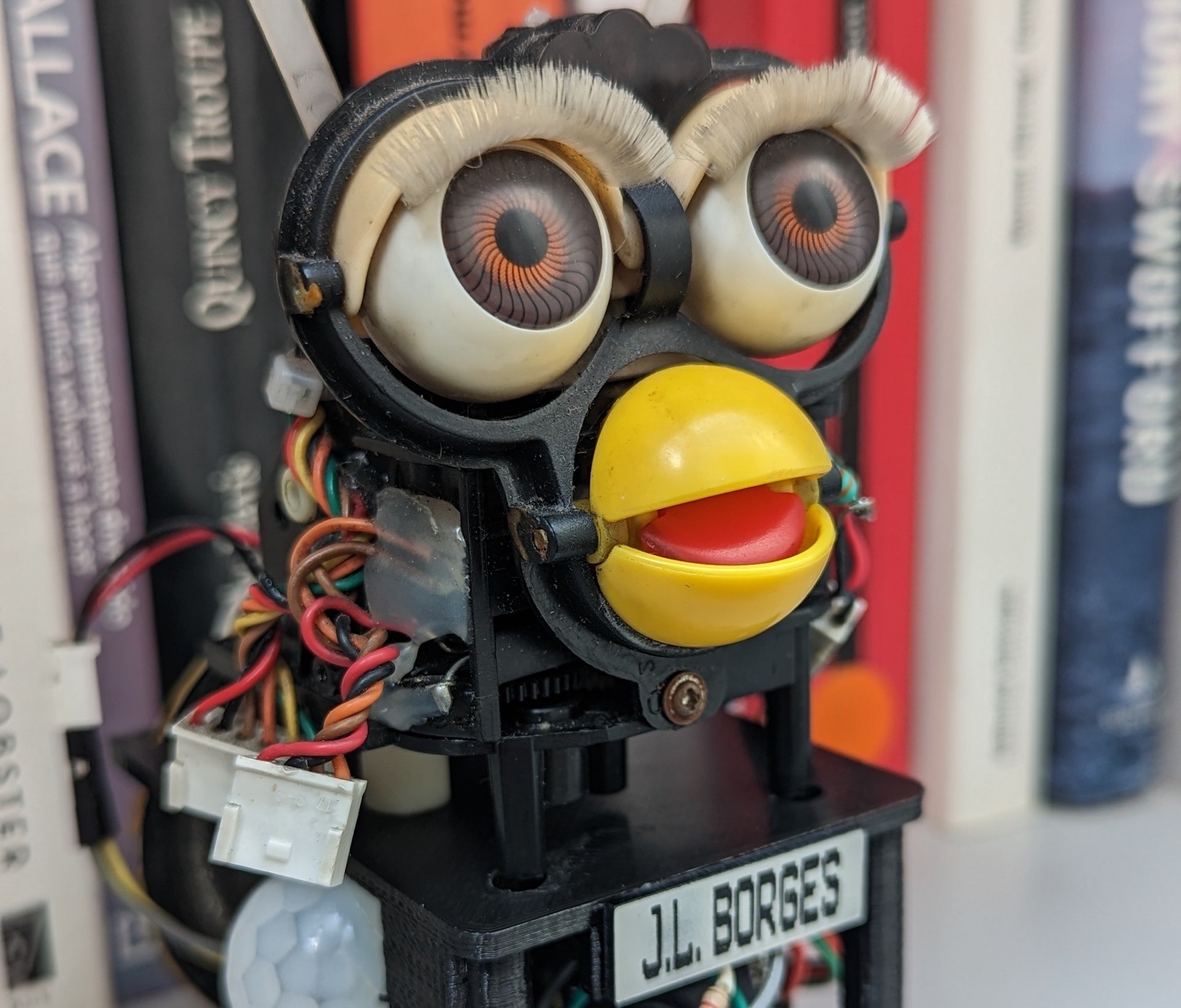 Furby modified to recite the wisdom of Jorge Luis Borges - M.R. ENGINEERING