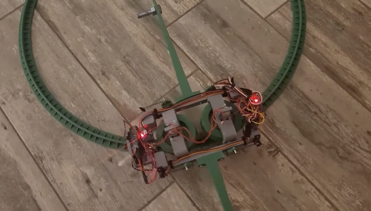 This miniature monorail stays upright with the help of gyro ...