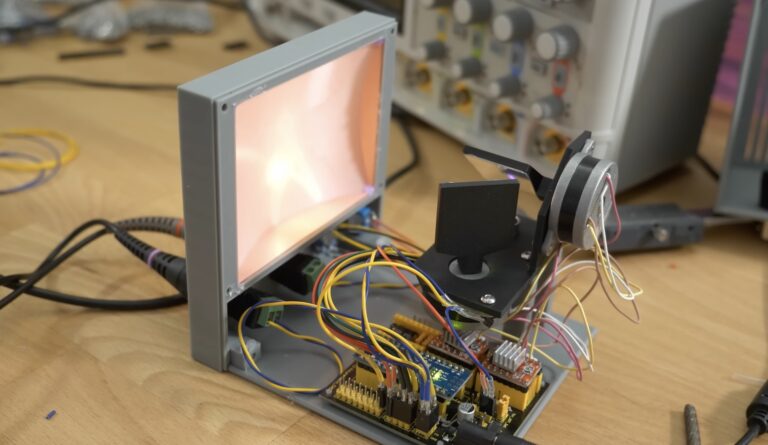 This fake CRT TV works using lasers and UV magic | Arduino Blog