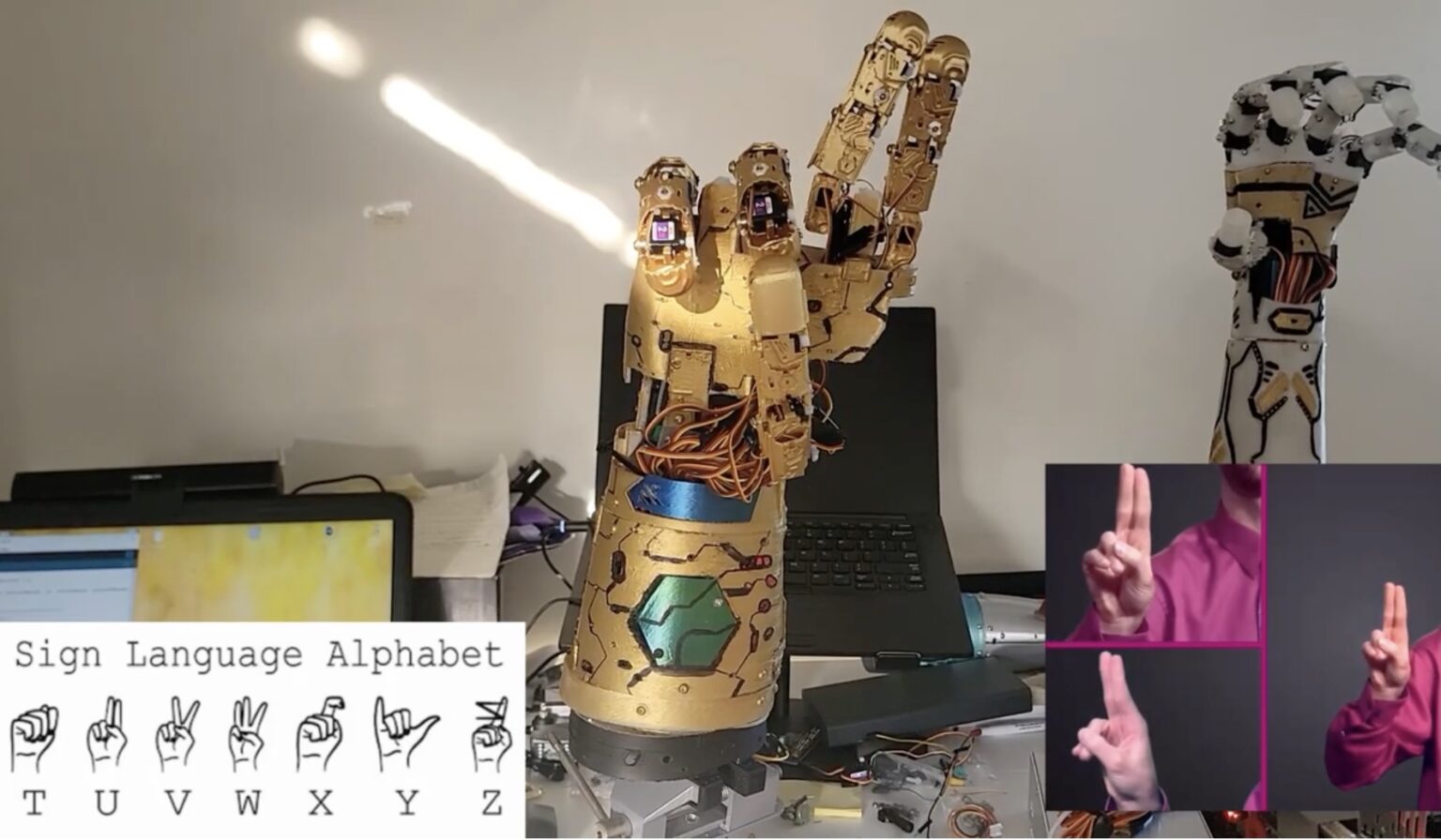 A robotic hand with the dexterity to sign the whole ASL alphabet ...
